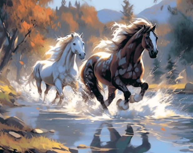 Diamentowa Mozaika Konie Dwa Galopujące Przez Rzekę 30x40 - Norimpex | Sklep EMPIK.COM
