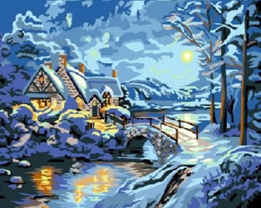 Diamentowa Mozaika Zima Noc Nad Potokiem 30x40 - Norimpex | Sklep EMPIK.COM