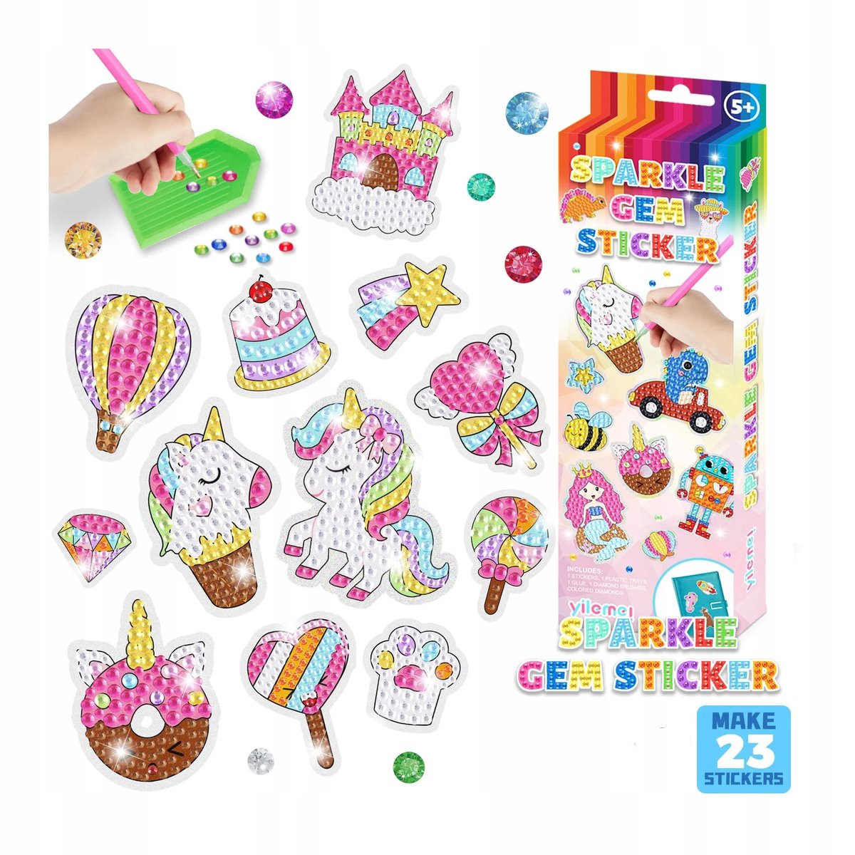 Diamentowe naklejki Sparkle Gem Sticker Zestaw Kreatywny SY 001 - Pegaz Toys | Sklep EMPIK.COM