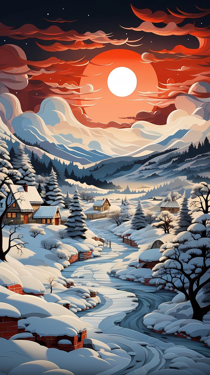 Diamond Painting Krajobraz Zima Wioska Zachód Xxl Kwadraty 40X80Cm ...