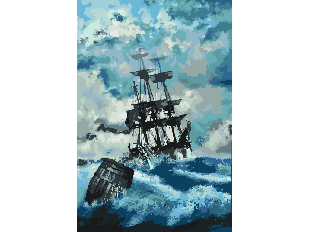 Diamond Painting Statek Łódź Morze Burza Sztorm Okręt XXL 80x120cm ...