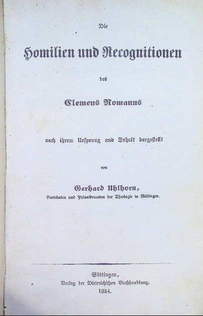 Die Homilien und Recognitionen des Clemens Romanus 1854r. - Opracowanie ...