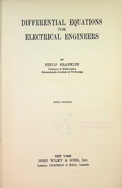 Differential Equations for Electrical Engineers, 1947r. - Opracowanie ...