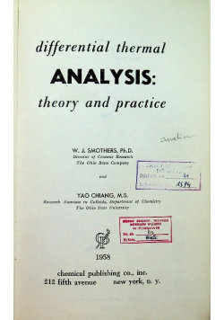 Differential Thermal Analysis Theory and Practice - Chemical Publishing | Książka w Empik