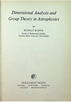 Dimensional Analysis and Group Theory in Astrophysics - Pergamon Press ...