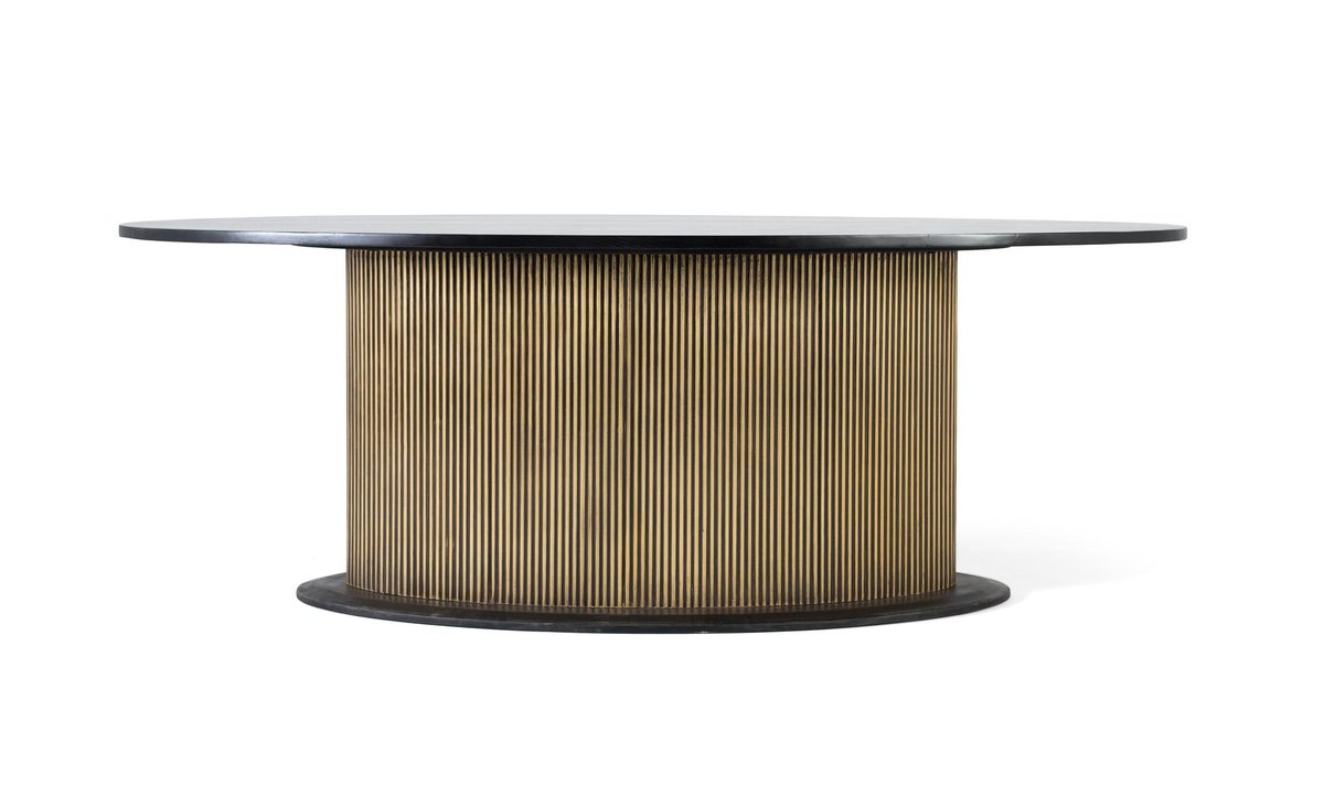 Dining table with mango wood top and gold base 220 cm - giner and ...