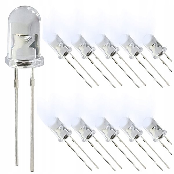 DIODY LED 12V 3mm BIAŁE ZIMNE bezpośrednio pod 12V BEZ REZYSTORA!!! x10 ...