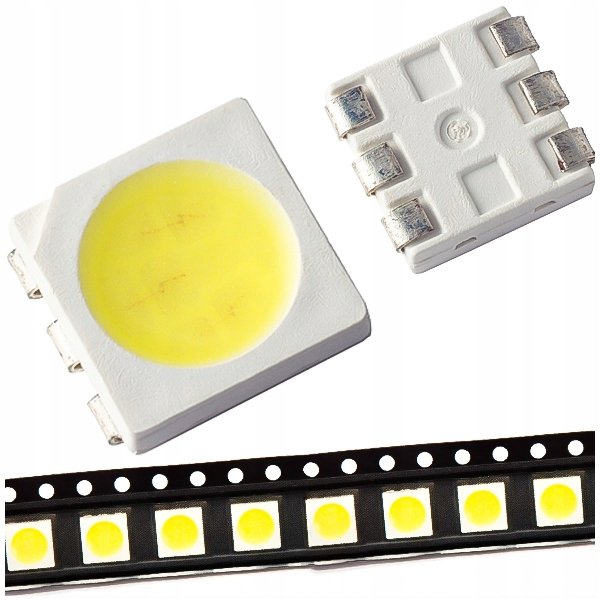 DIODY LED SMD 5050 0.2W BIAŁE I KOLOROWE 50 SZTUK - 6 kolorów do wyboru ...