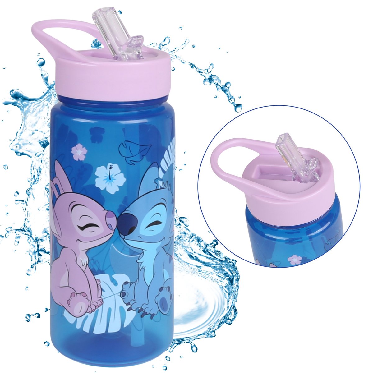 DISNEY Andzia i Stitch Niebieska butelka z ustnikiem i rączką, bidon ...