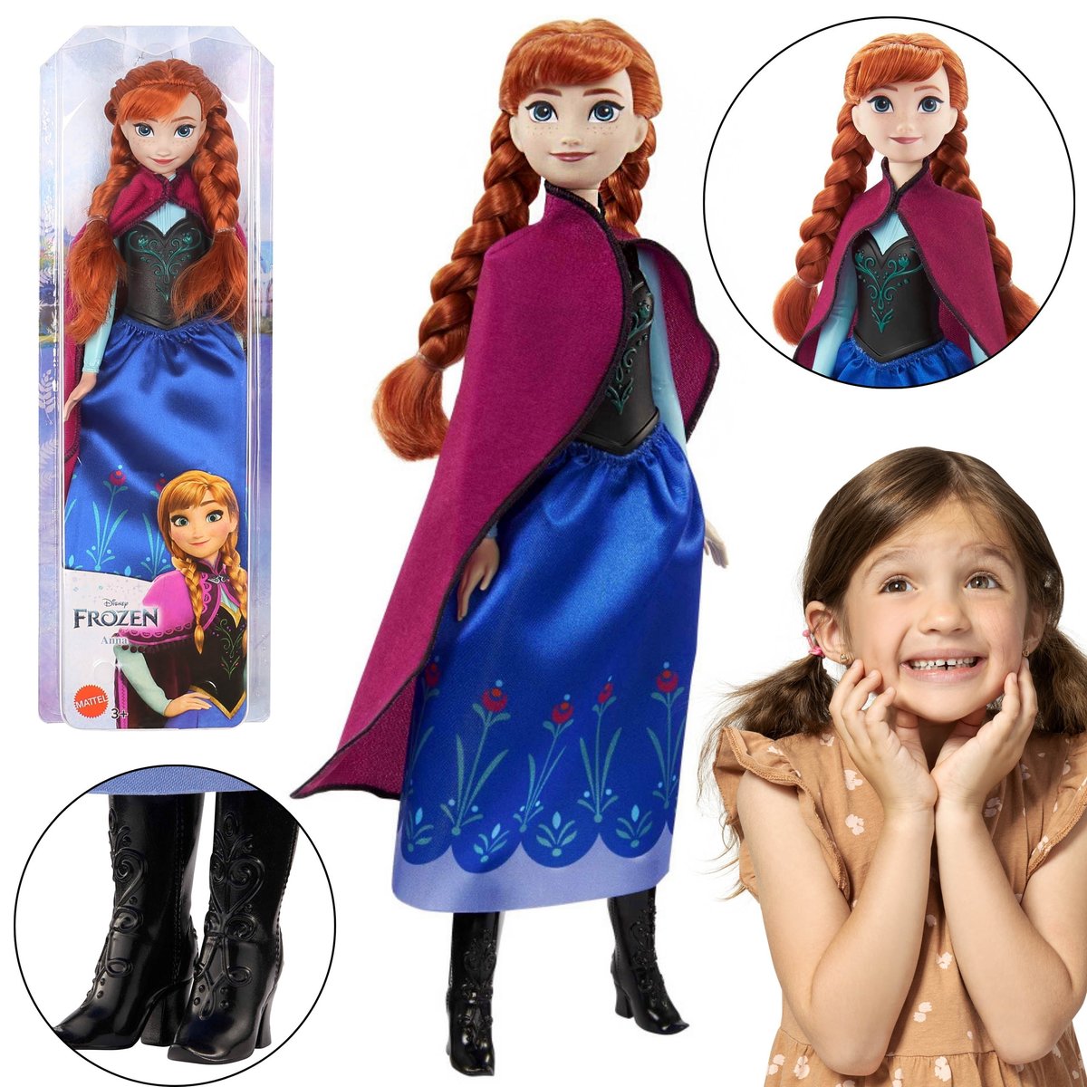 DISNEY Kraina Lodu Frozen Księżniczka Anna lalka do zabawy, dla ...