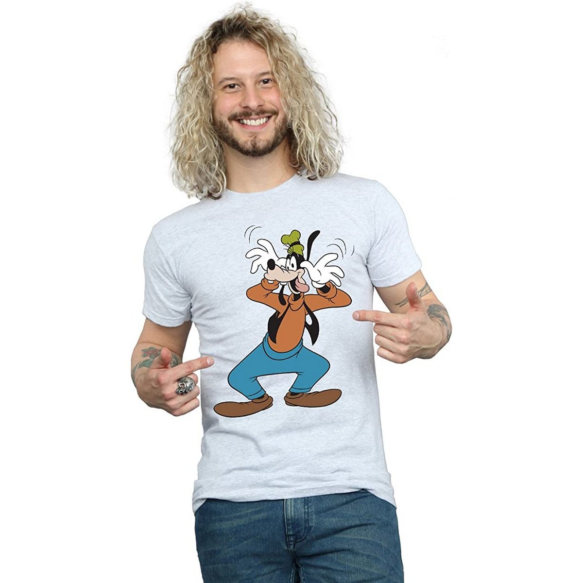 Disney Męska Koszulka Crazy Goofy (XXL (193cm) / Jasnoszary) - Disney ...