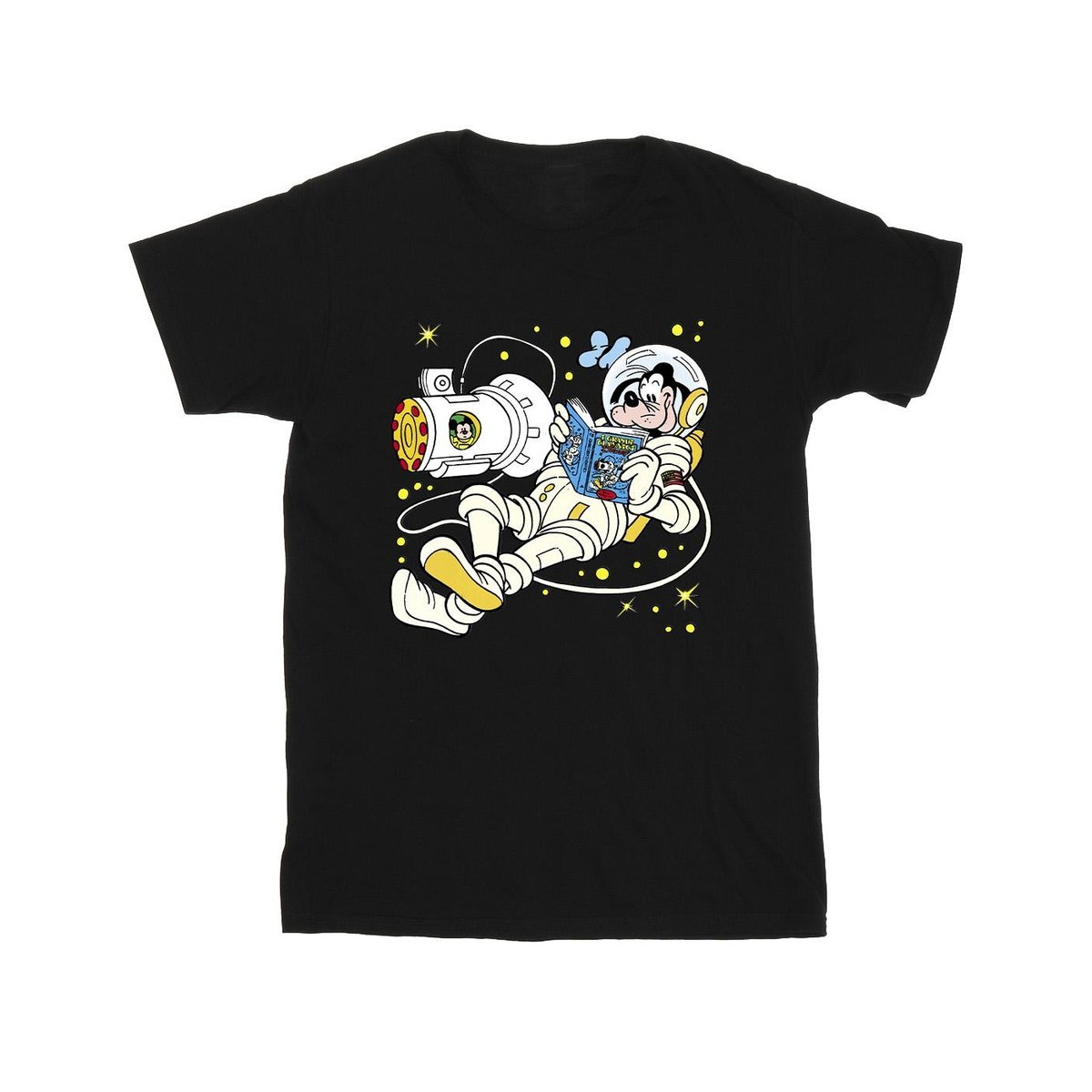 Disney Męska Koszulka Goofy Reading In Space (XXL (193cm) / Czarny ...