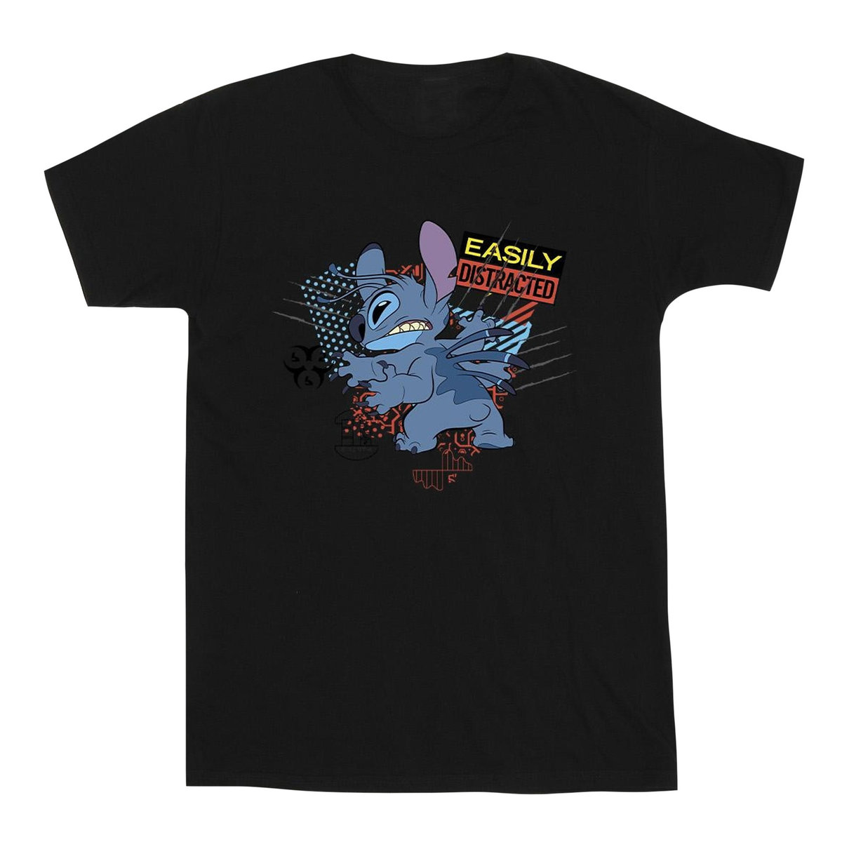 Disney Męska Koszulka Lilo And Stitch Easily Distracted (3XL / Czarny ...