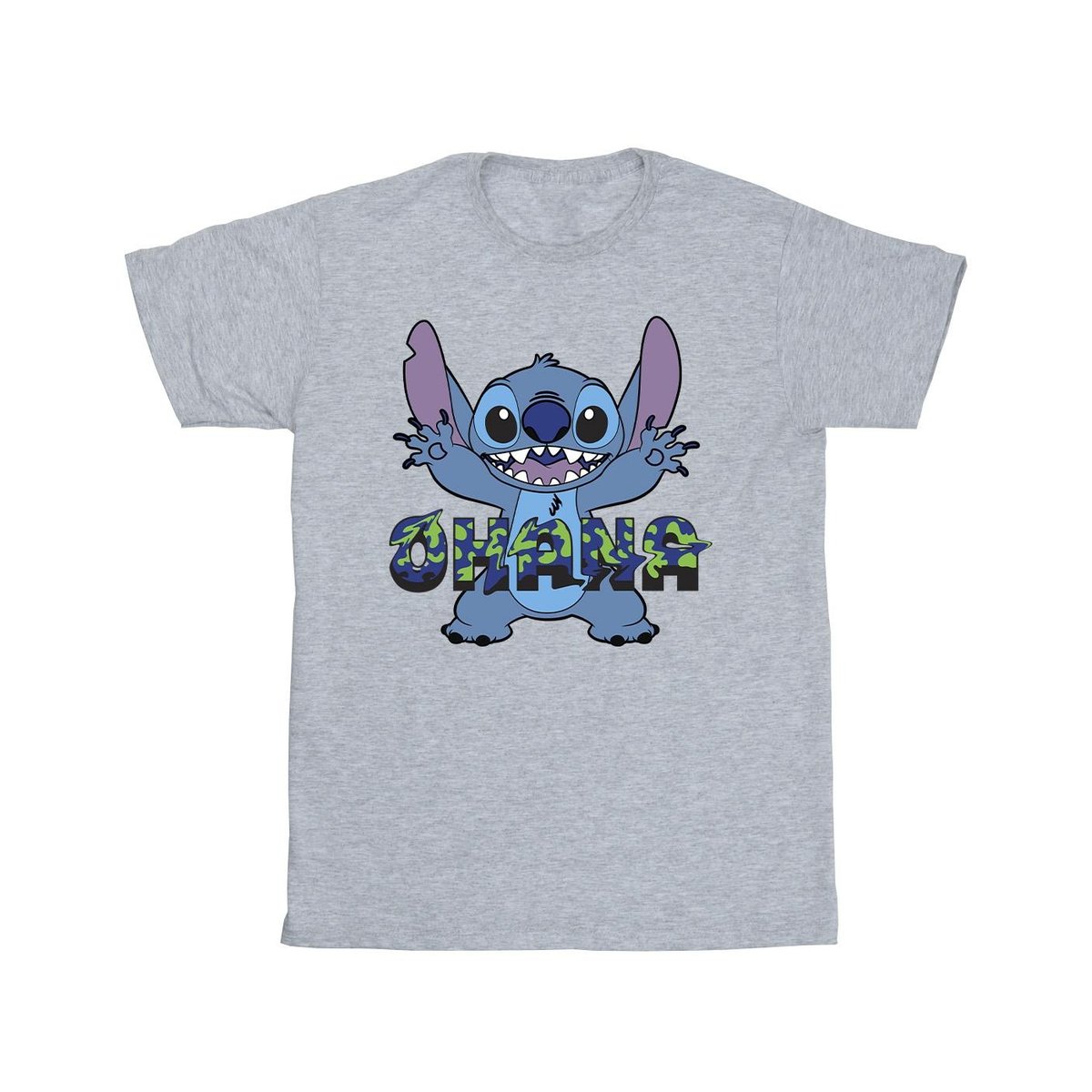Disney Męska Koszulka Lilo And Stitch Ohana Blue Glitch (M / Jasnoszary ...