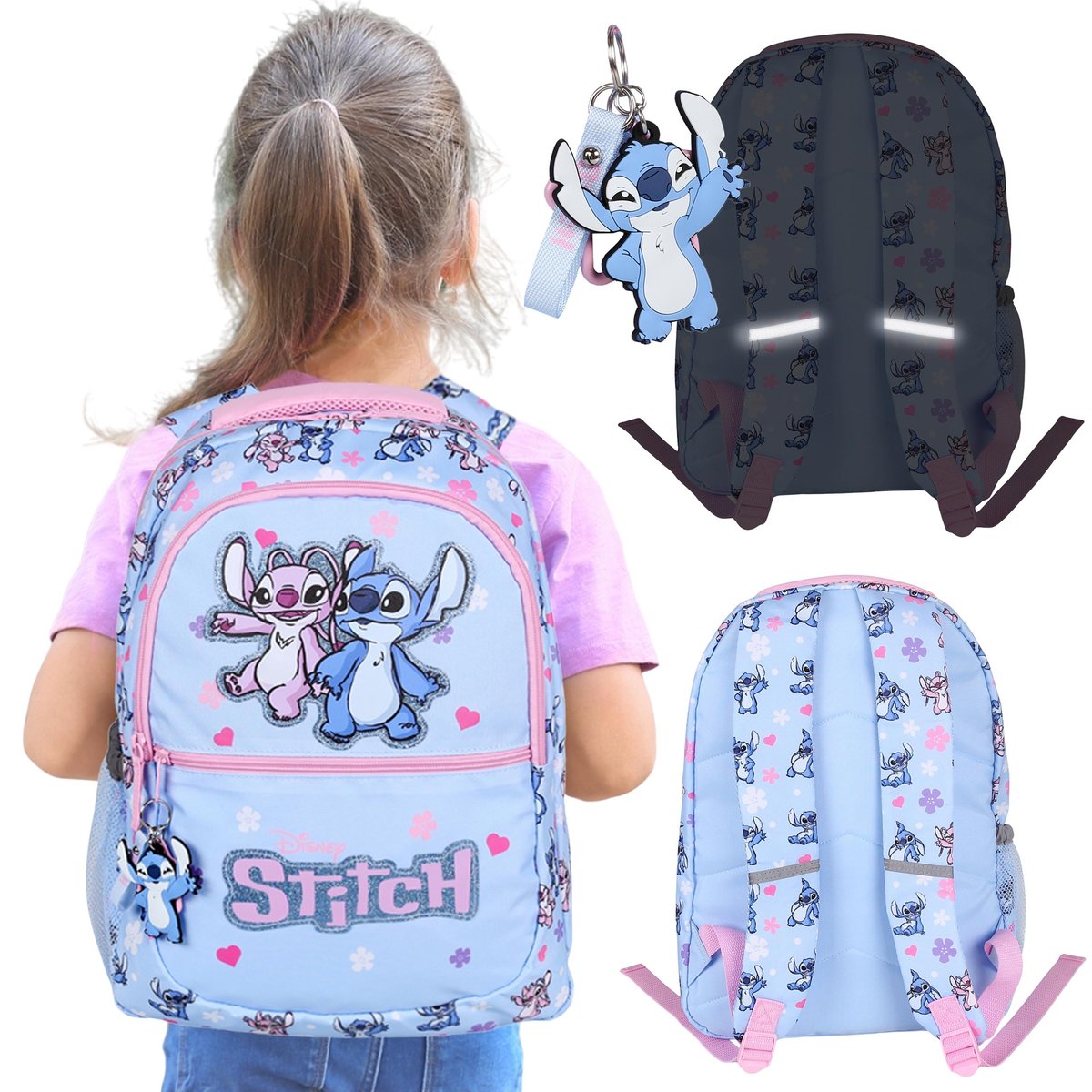 DISNEY Stitch Angel miękki PLECAK SZKOLNY dla dziewczynki, POJEMNY wycieczkowy plecak, przegroda ...