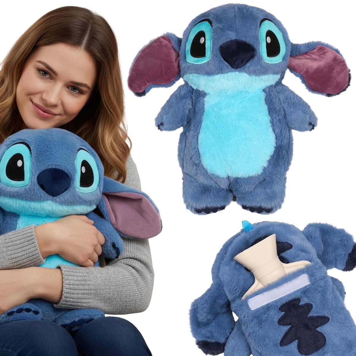 DISNEY Stitch Gumowy termofor z MIĘKKĄ poszewką, DUŻY! ogrzewacz w ...
