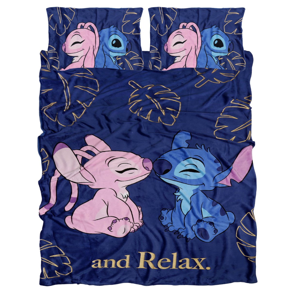 DISNEY Stitch i Andzia polarowa pościel, granatowa pościel 230cm x ...