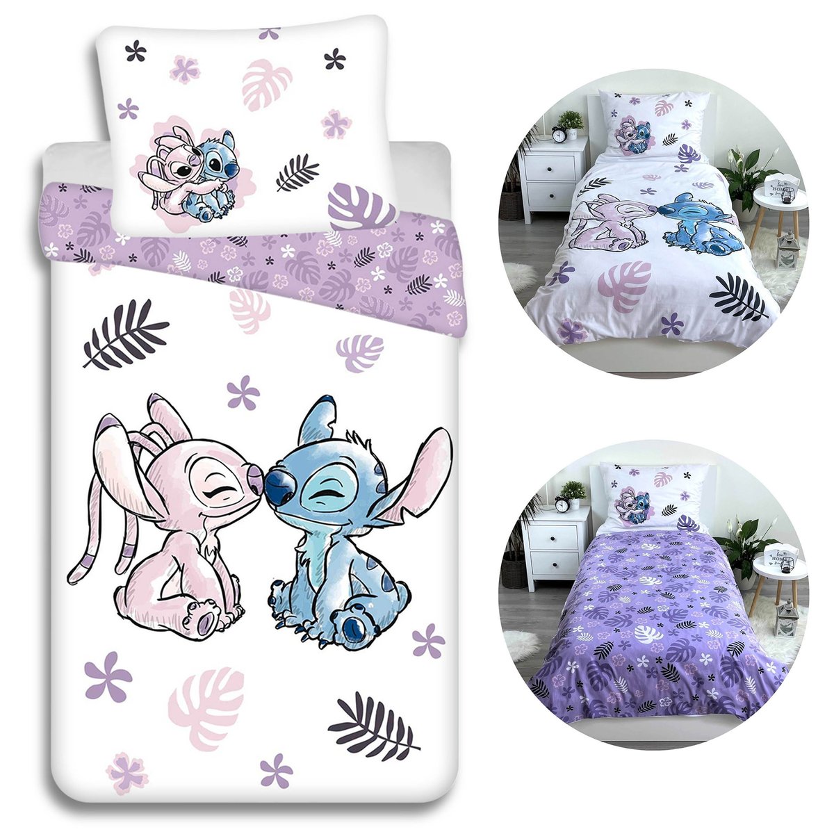 DISNEY Stitch Komplet pościeli zapinanej na zamek, bawełniana pościel ...
