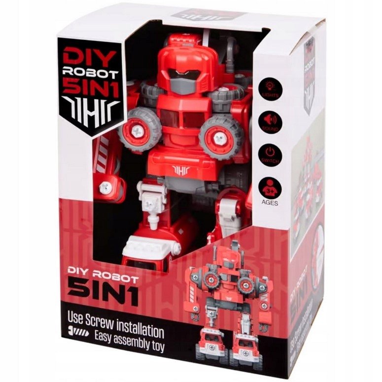 DIY Robot 5w1 Autorobot czerwony z 5 pojazdów - Pro Kids | Sklep EMPIK.COM