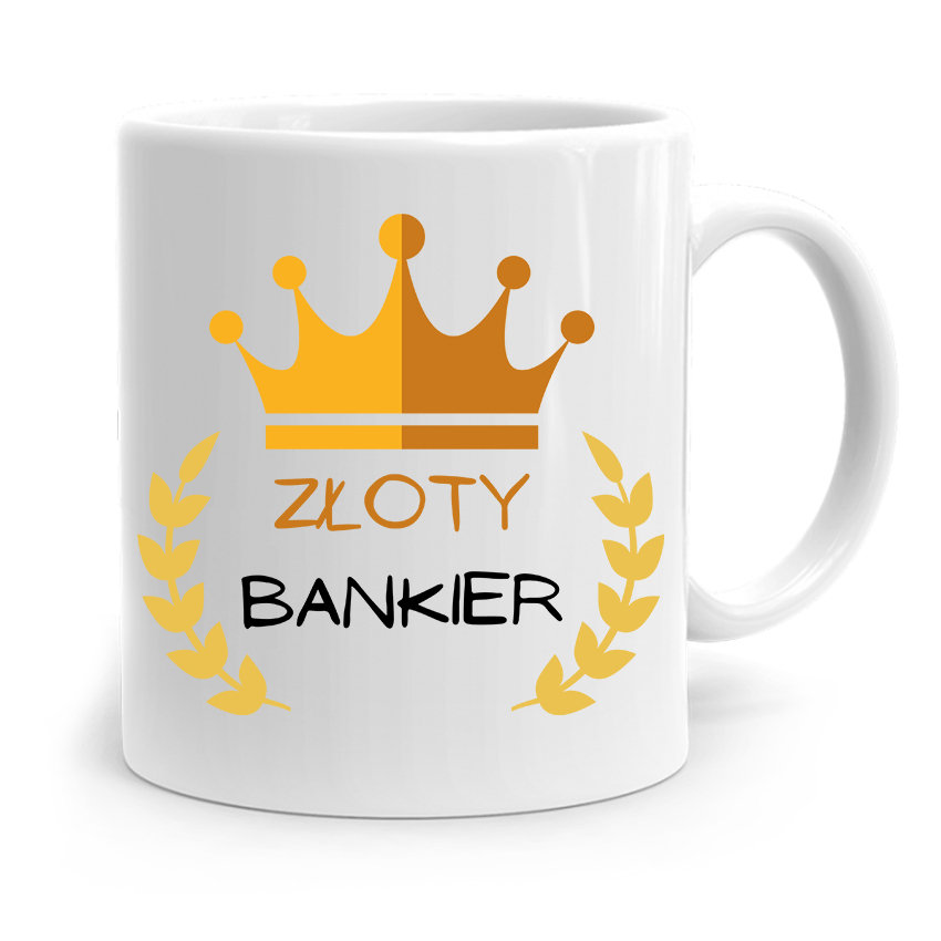 DLA BANKIERA KUBEK NA PREZENT ZŁOTY BANKIER z Nadrukiem ze Zdjęciem ...