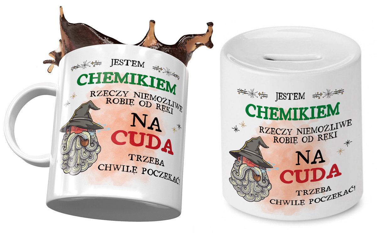 Dla Chemika Zestaw Kubek + Skarbonka na Prezent z Nadrukiem ze Zdjęciem ...