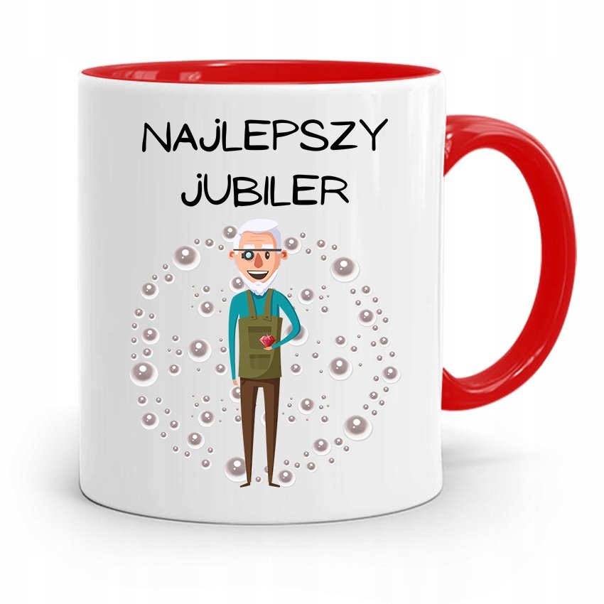 DLA JUBILERA KUBEK CZERWONY NAJLEPSZY JUBILER z Nadrukiem ze Zdjęciem - PoliDraw | Sklep EMPIK.COM