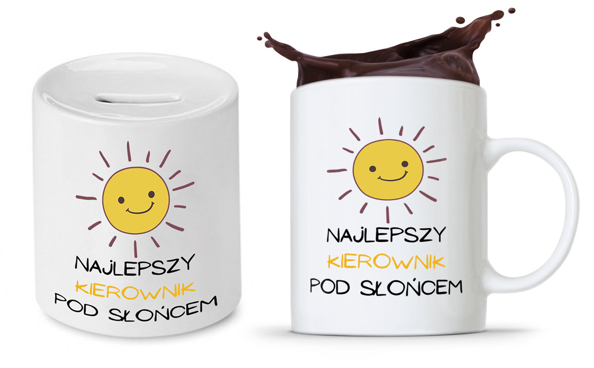 DLA KIEROWNIKA ZESTAW KUBEK + SKARBONKA PREZENT z Nadrukiem ze Zdjęciem ...