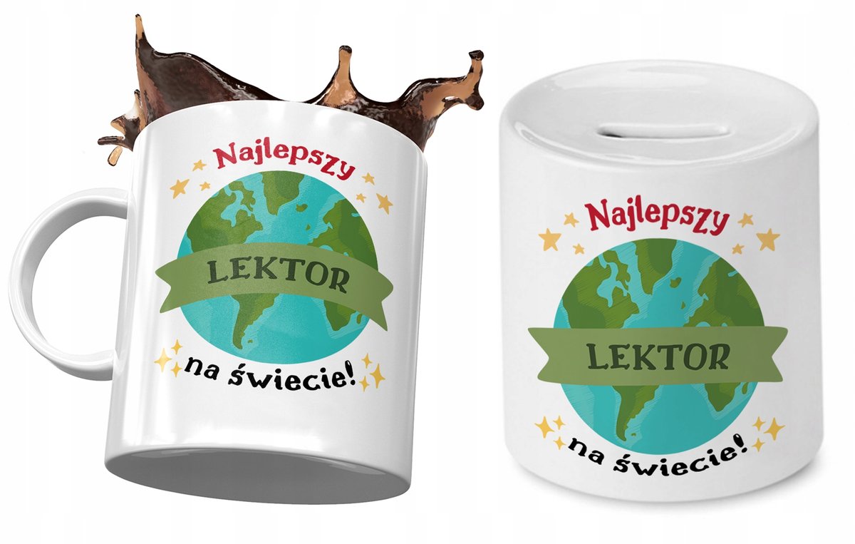 Dla Lektora Zestaw Kubek + Skarbonka na Prezent z Nadrukiem ze Zdjęciem numer 274485455 ...