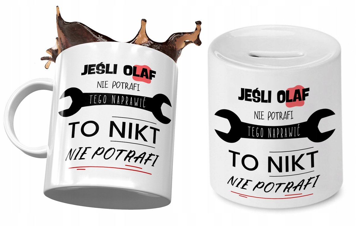 Dla Olafa Zestaw Kubek + Skarbonka na Prezent z Nadrukiem ze Zdjęciem ...