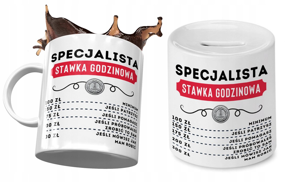 Dla Specjalisty Zestaw Kubek + Skarbonka Prezent z Nadrukiem ze ...