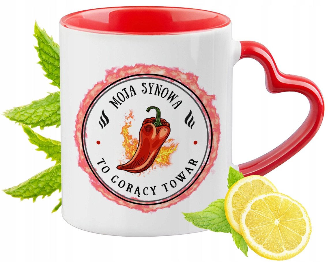 Dla Synowej Kubek Czerwony z Uszkiem w Kształcie Serca na Prezent - PoliDraw | Sklep EMPIK.COM