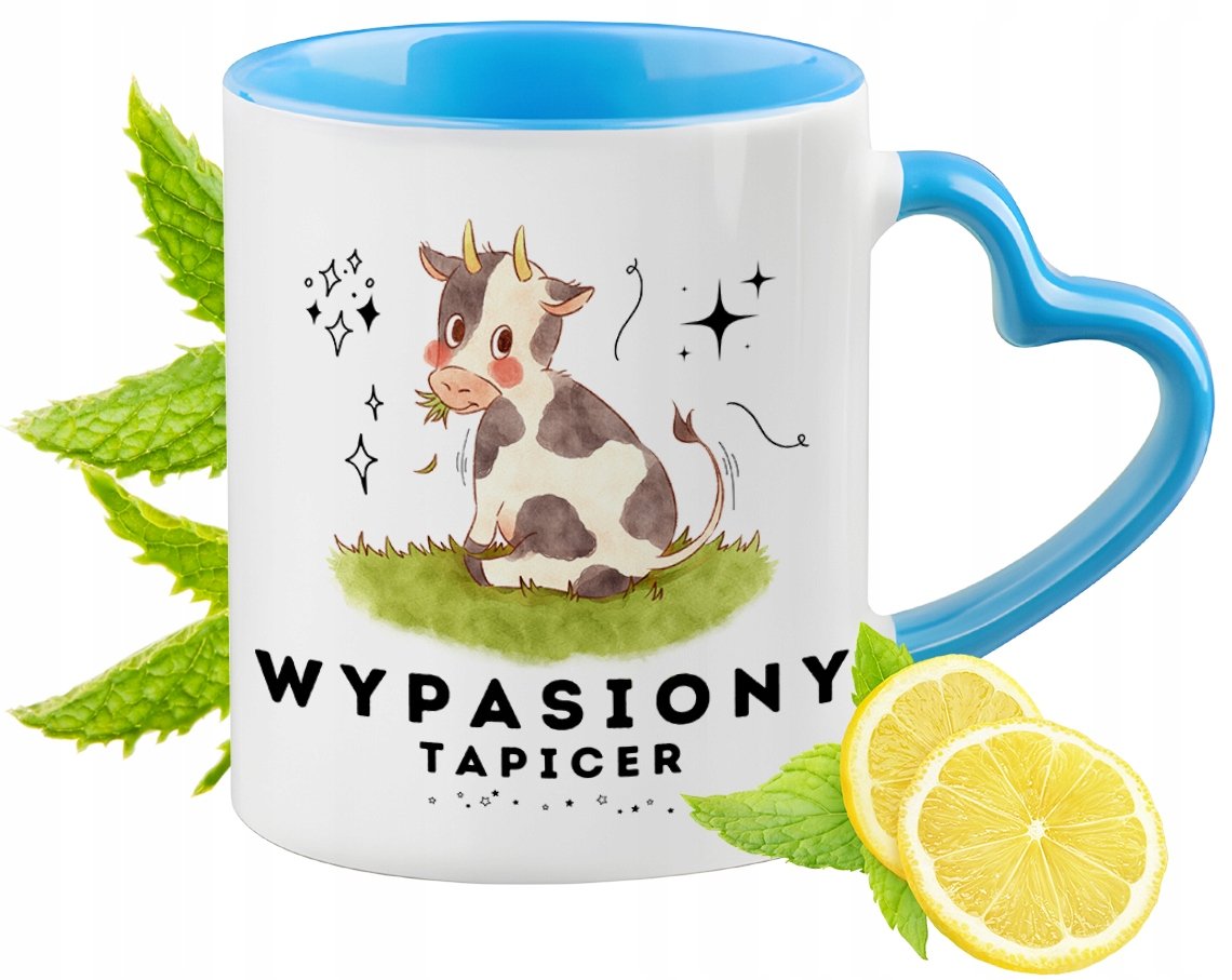 Dla Tapicera Kubek Błękitny z Uszkiem w Kształcie Serca na Prezent - PoliDraw | Sklep EMPIK.COM