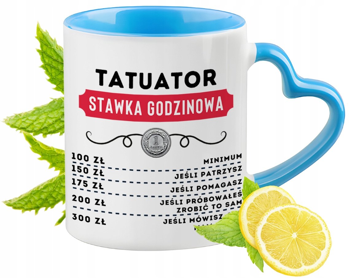 Dla Tatuatora Kubek Błękitny z Uszkiem w Kształcie Serca na Prezent - PoliDraw | Sklep EMPIK.COM