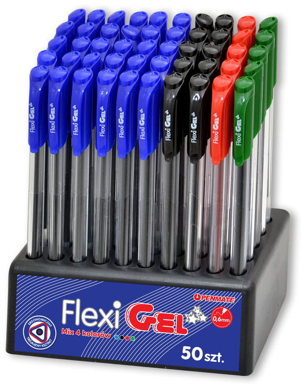 Długopis Flexi Gel Mix Kol. 50Szt. (30 Niebieskich,10Czarnych, 5 ...