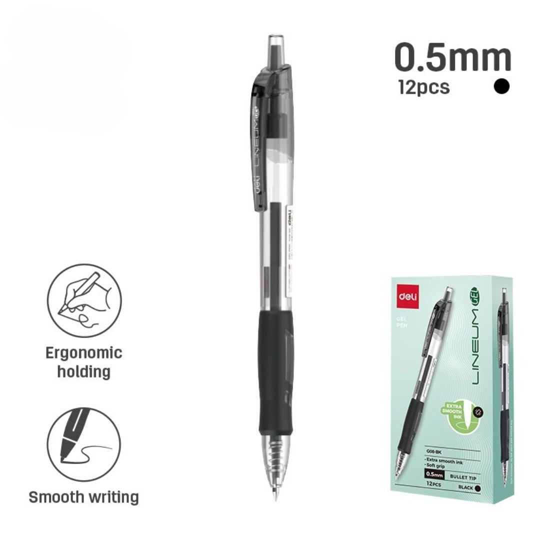 Długopis Żelowy Automatyczny Z Klipem Czarny 0,5Mm Arrix Deli 1 Szt ...