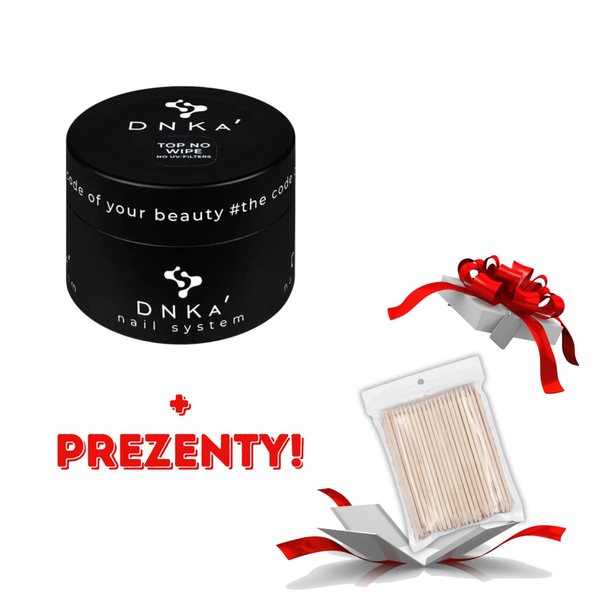 DNKa Top bez lepkiej warstwy No Wipe Multi 30 ml + Patyczki do manicure ForMe 11,4 cm (100 szt ...