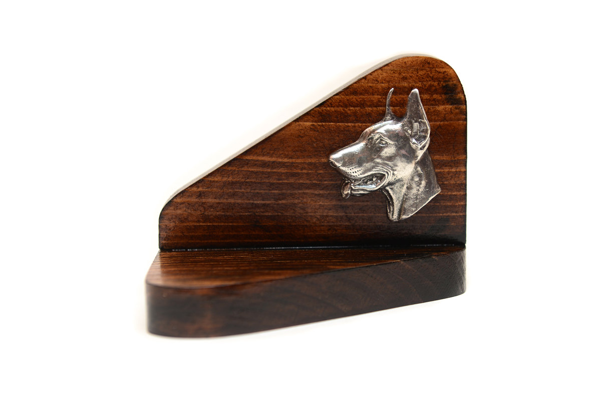 Doberman, Dobermann I - drewniany świecznik z psem, podstawka pod tealight, miejsce pamięci psa ...