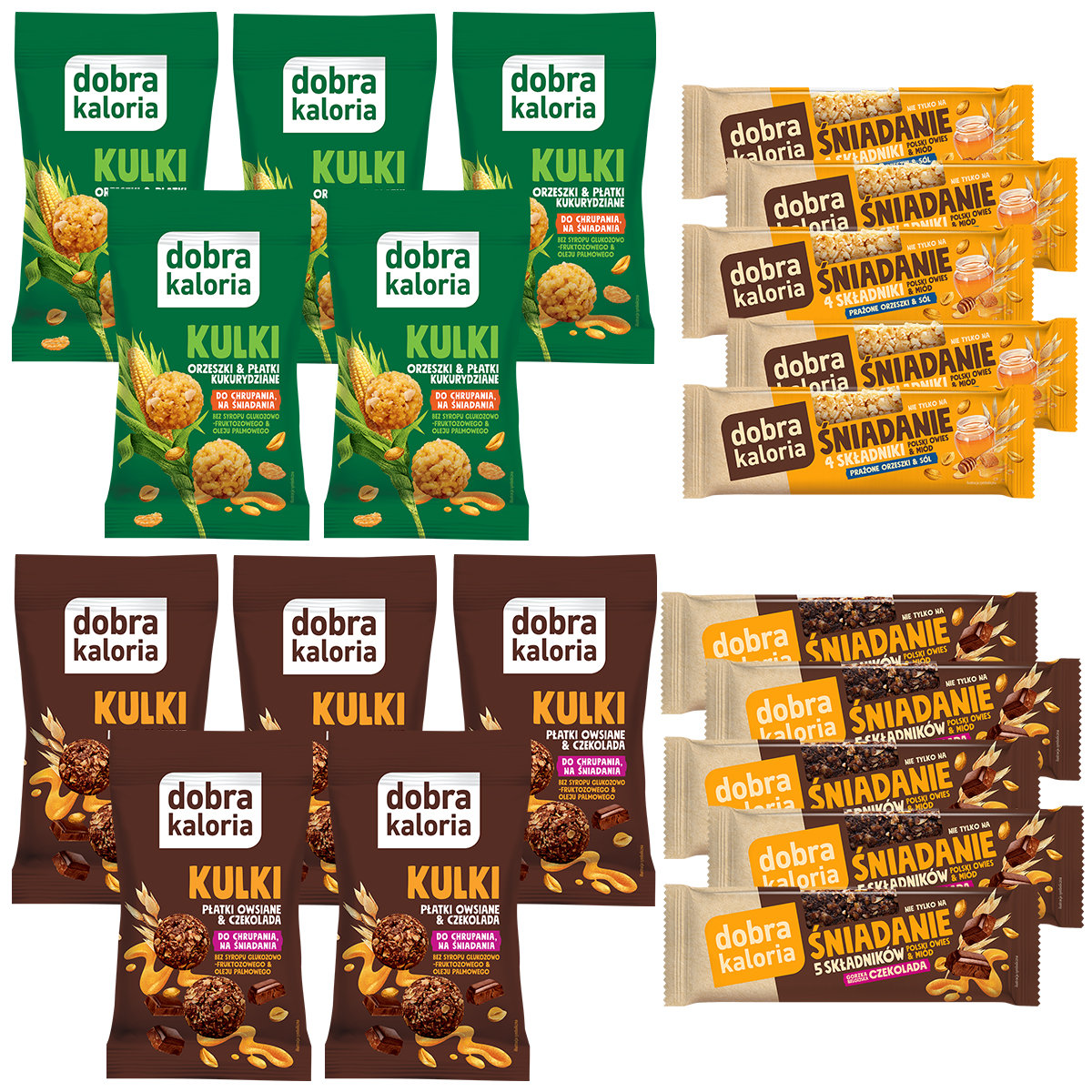 Dobra Kaloria Zestaw Śniadaniowy Batony i Kulki Fit Słodycze Mix Smaków 4x5 - DOBRA KALORIA ...