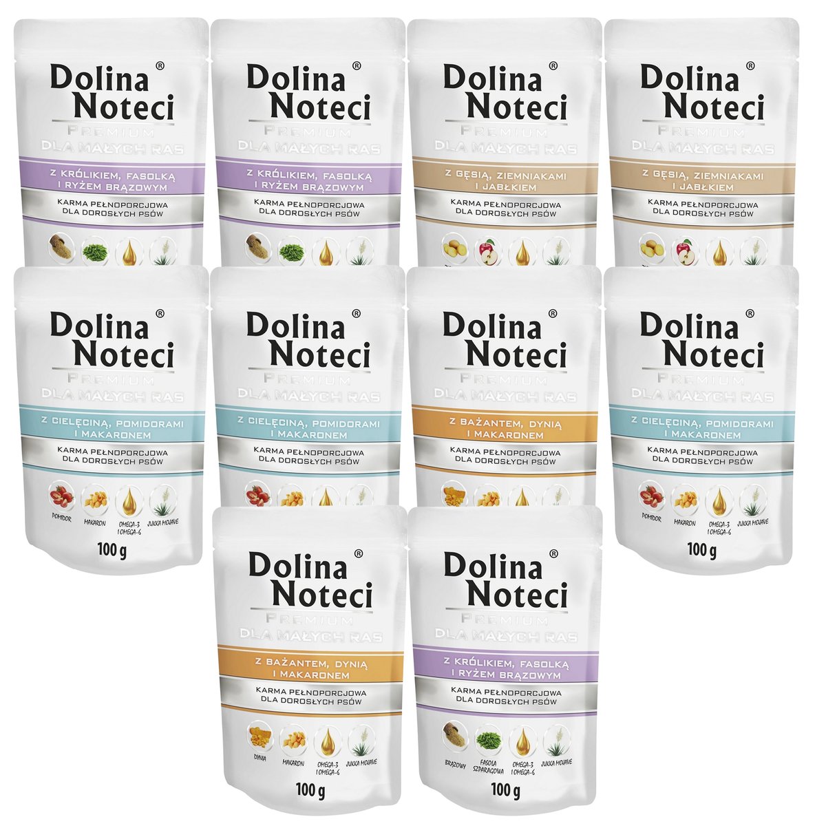 DOLINA NOTECI Premium Karma mokra dla psa małych ras MIX Smaków 10 x 100g - Dolina Noteci ...