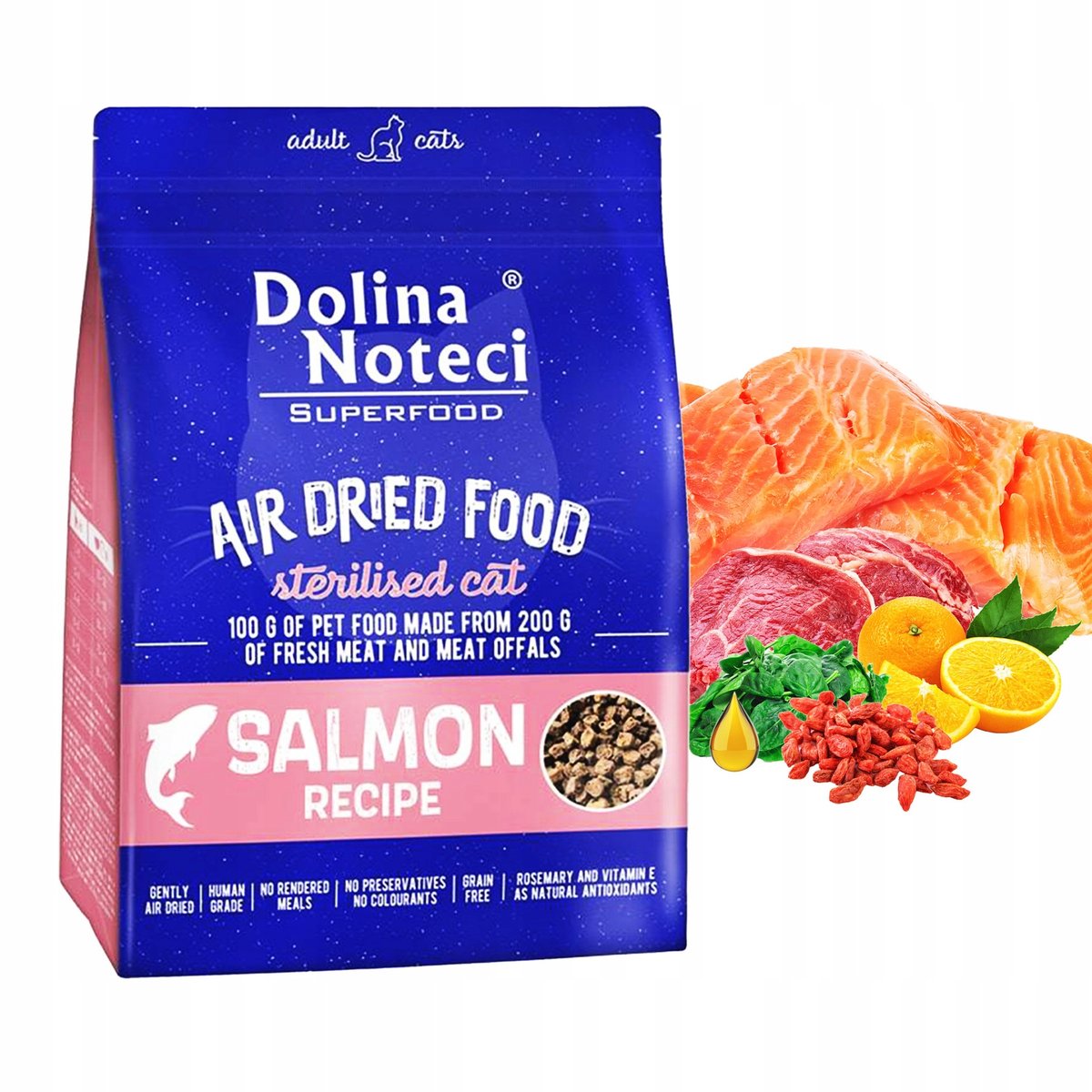 DOLINA NOTECI SUPERFOOD Karma suszona dla kota Łosoś 1 kg sucha zdrowa ...