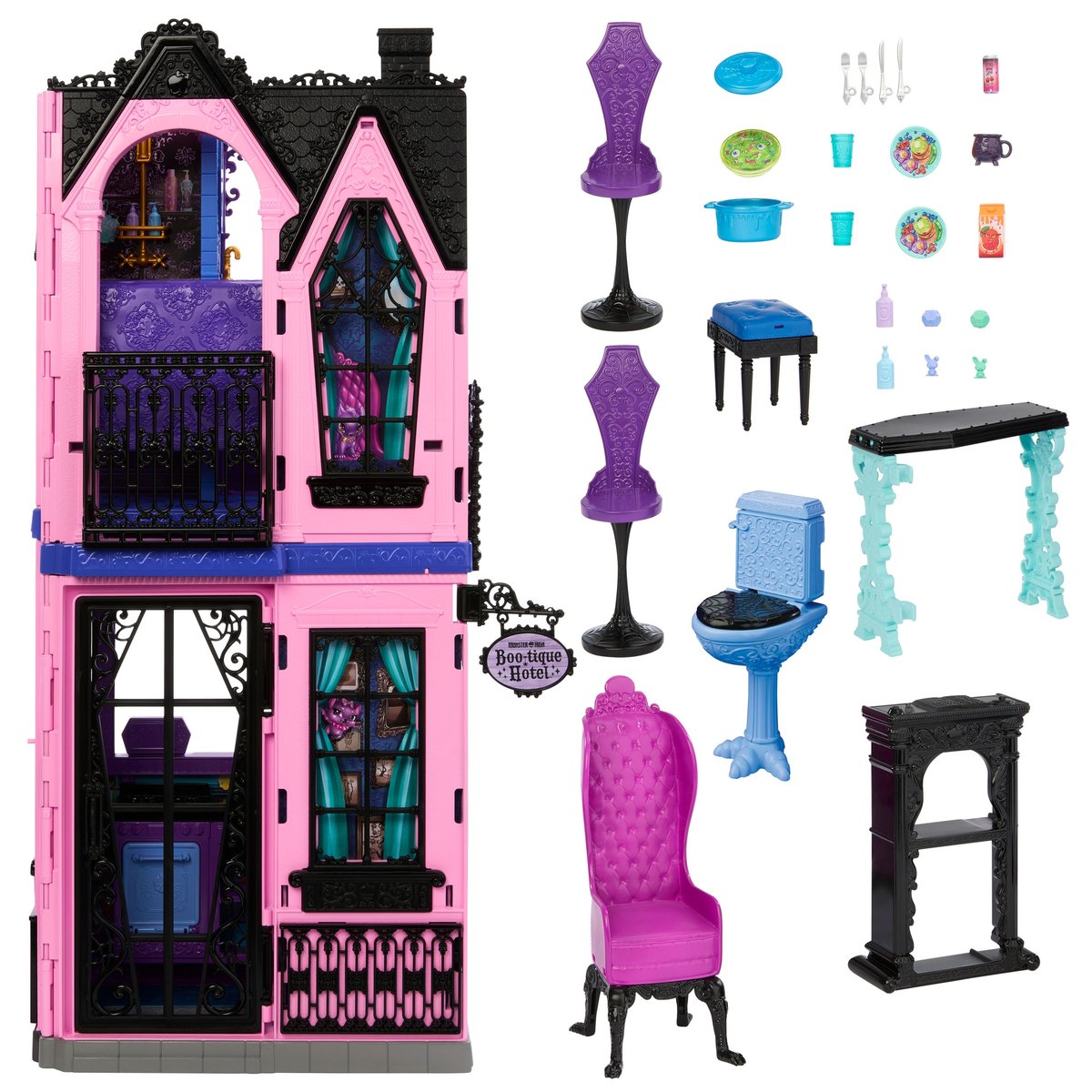 Domek dla lalek MONSTER HIGH Boo-Tique Nawiedzony hotel JBF16 - Mattel ...