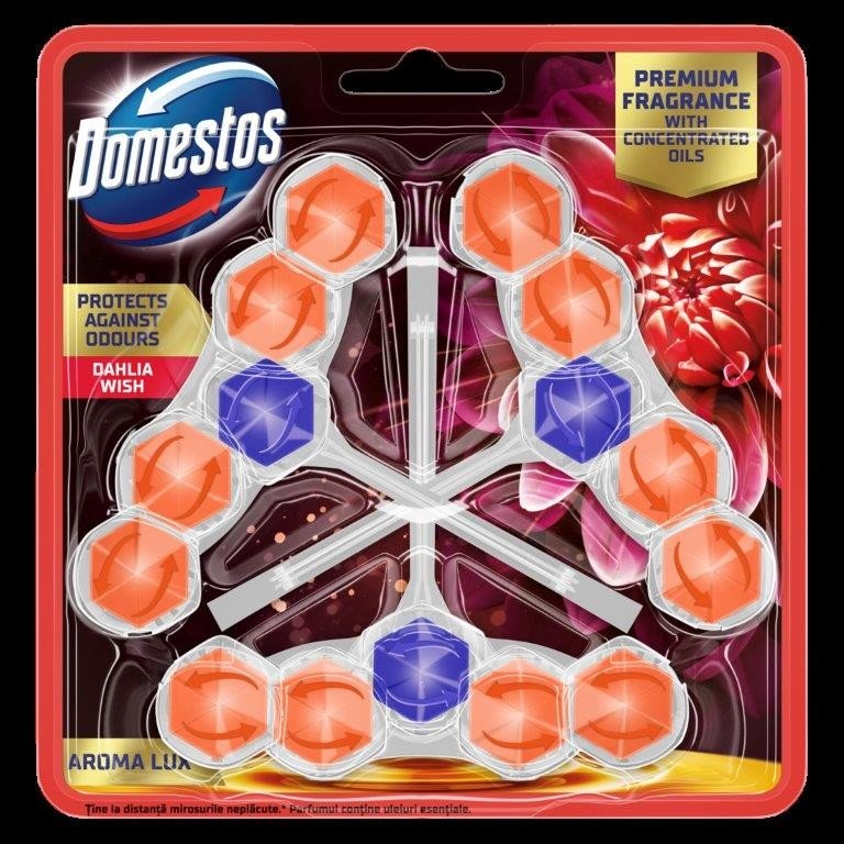DOMESTOS Kostka toaletowa Aroma Lux Dahlia Flower & Dragonfruit 3 x 55 ...
