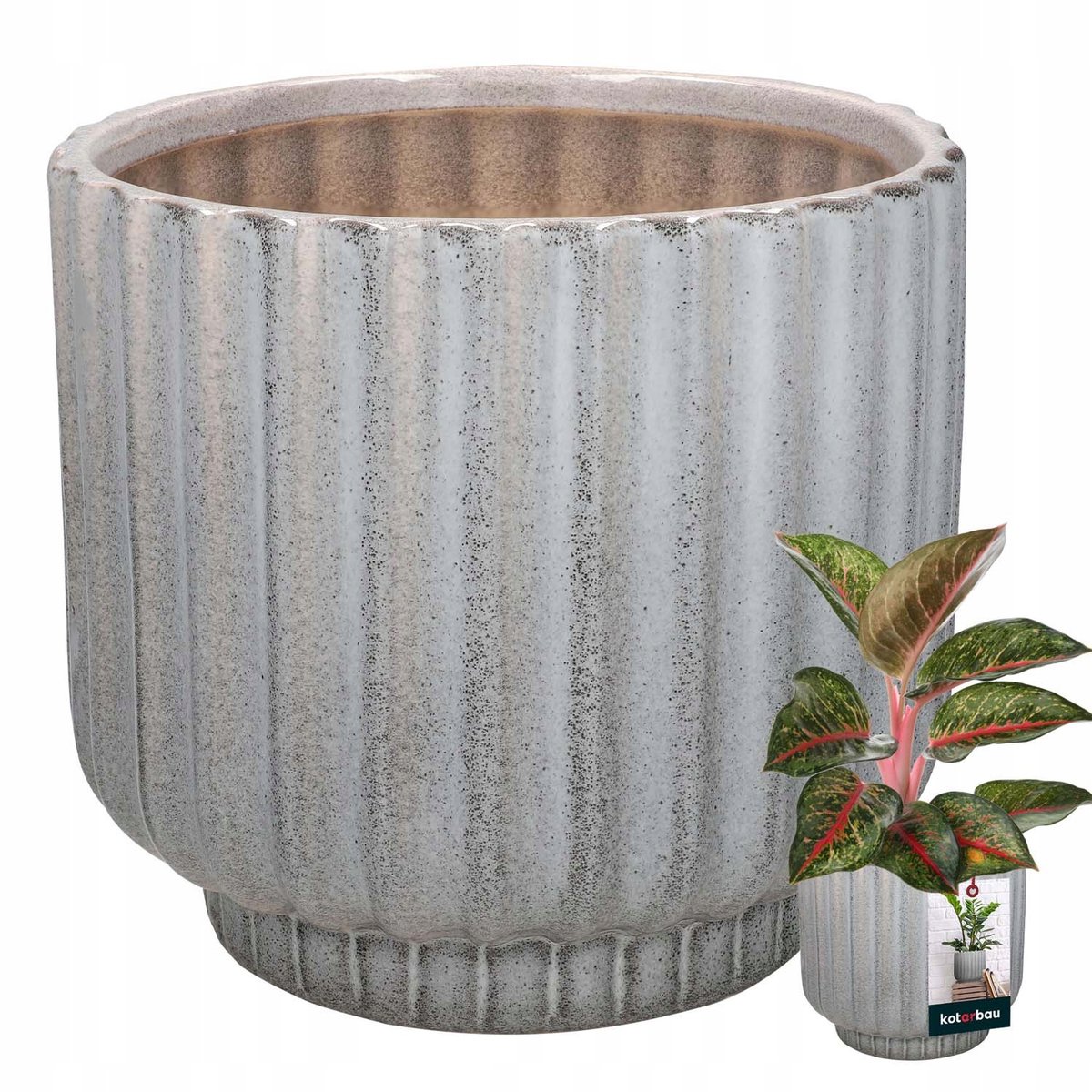 DONICA DONICZKA OSŁONKA OKRĄGŁA RYFLOWANA CERAMICZNA NA KWIATY ROŚLINY ...