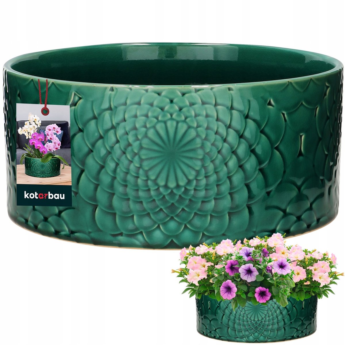 DONICZKA DONICA 13X28CM NISKA MISA NA KWIATY ROŚLINY CERAMICZNA DOMU ...