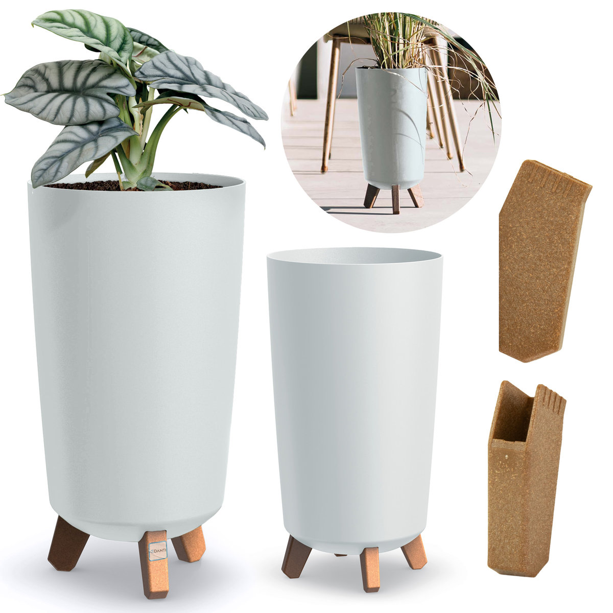 Doniczka Donica Ogrodowa 19,5/23,9 Cm Zestaw Na Nóżkach Na Taras Do Ogrodu Domu Biała - EDANTI ...