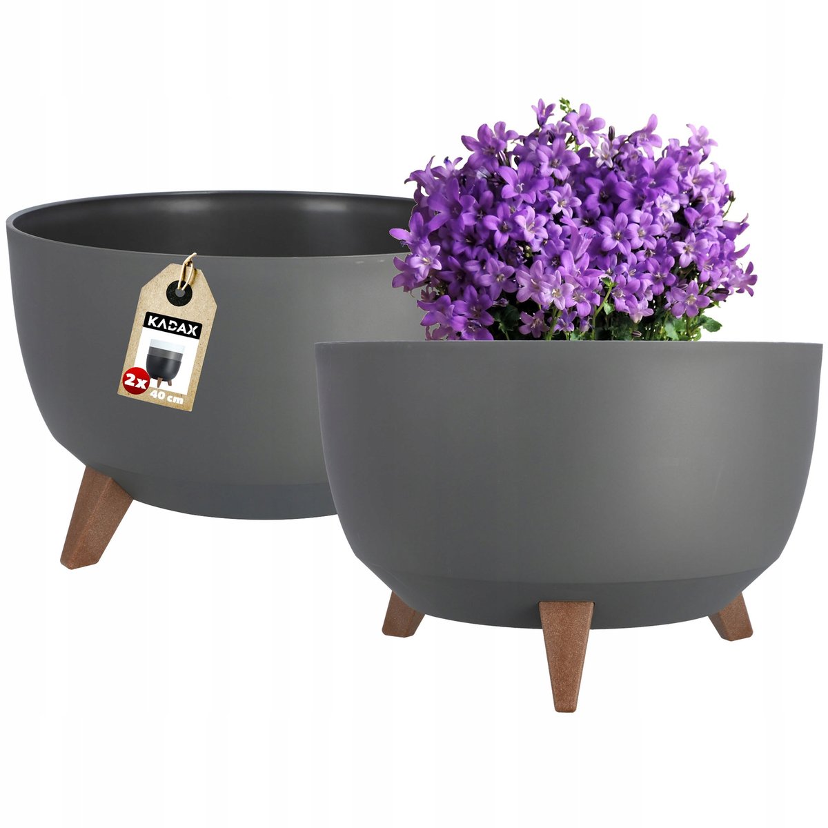 DONICZKA DONICA OSŁONKA NA NÓŻKACH WKŁAD KWIETNIK 40 cm ANTRACYT MISA 2szt - KADAX | Sklep EMPIK.COM
