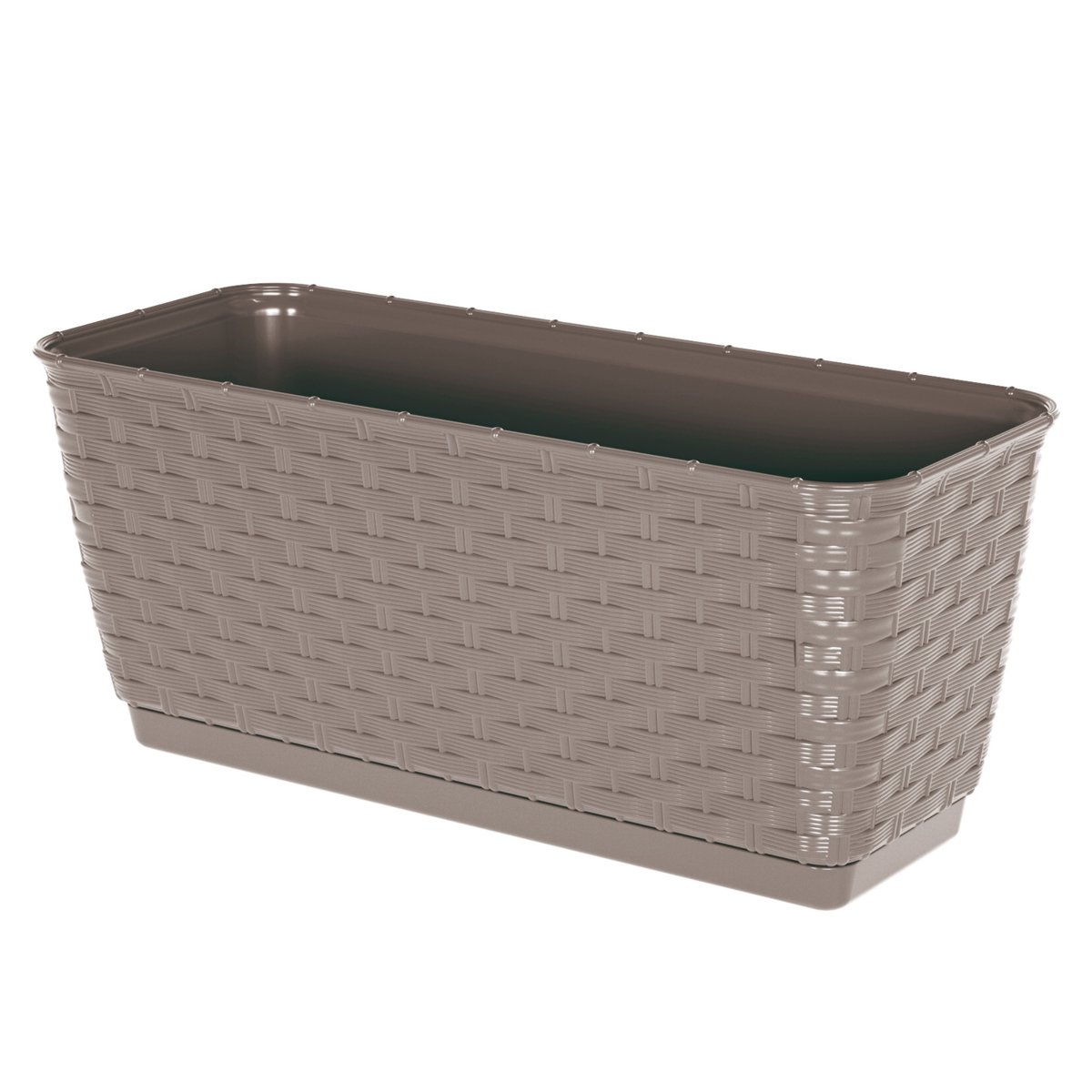 Doniczka skrzynka Mokka Rattan na balkon taras parapet 50cm z podstawką ...