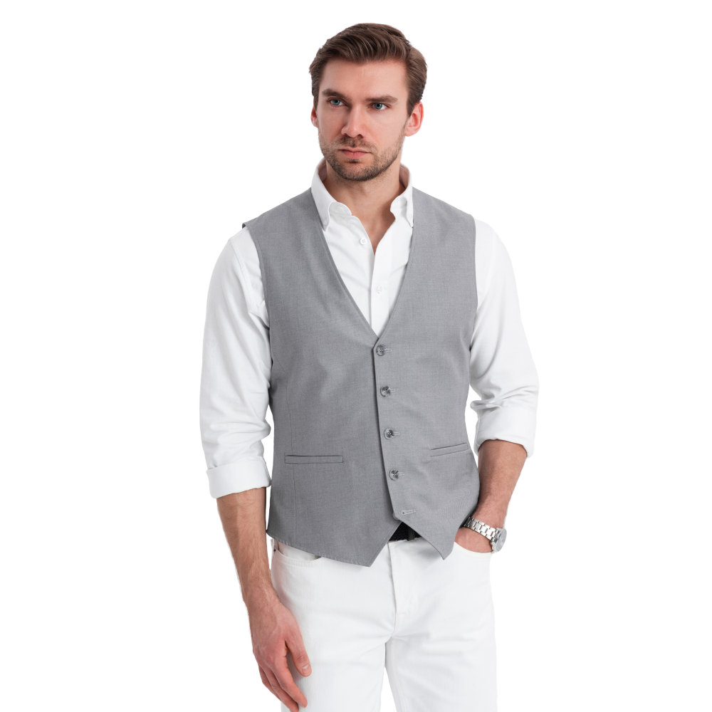 Dopasowana męska kamizelka szara marmurkowe guziki OM-BLZV-0112 V3 roz. XXL - Ombre | Moda Sklep ...