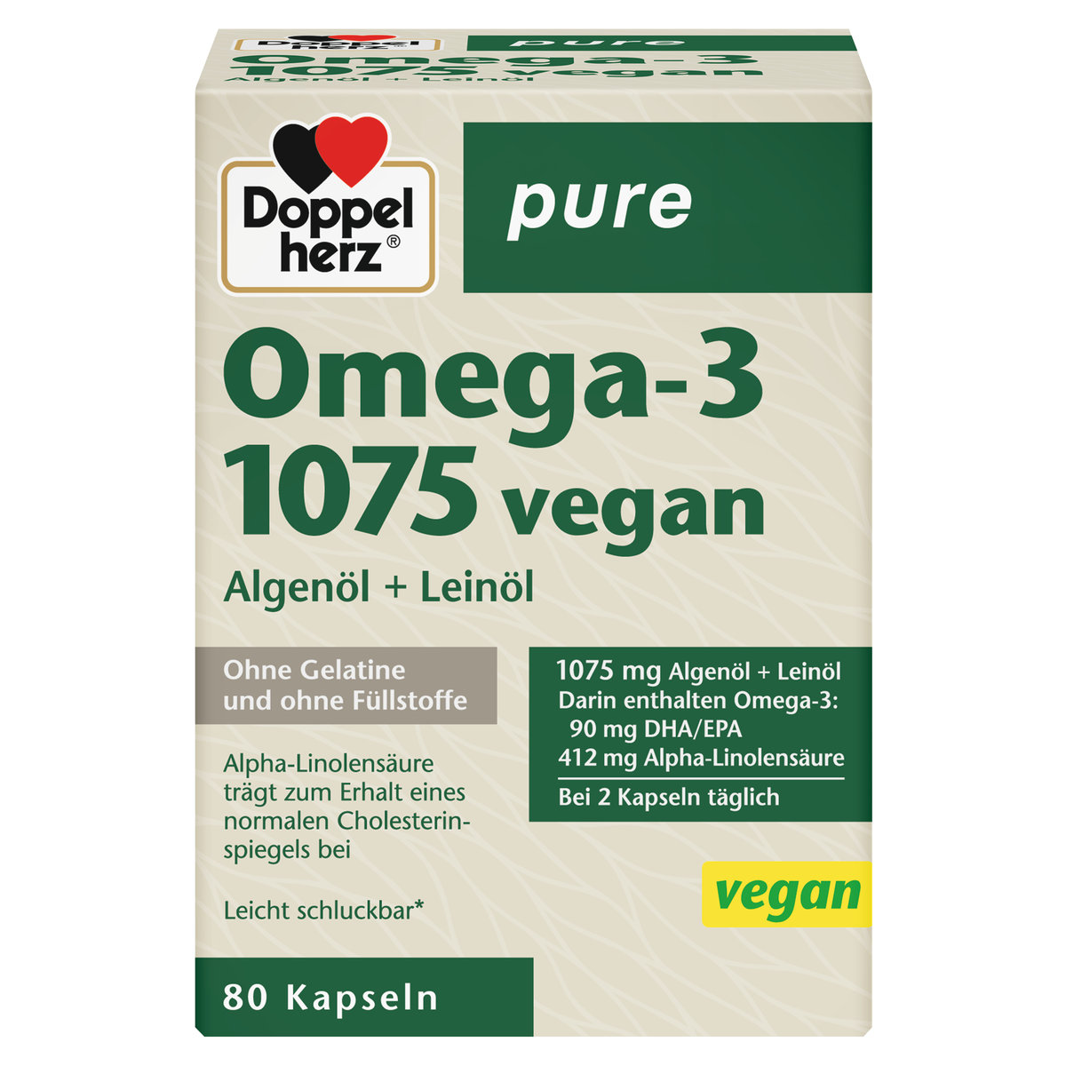 Doppelherz® pure Omega-3 1075 vegan, 80 kapsułek | Sklep EMPIK.COM