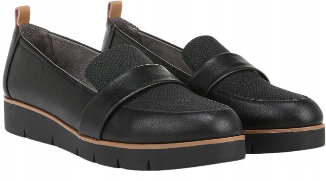 DR SCHOLL'S CZARNE MOKASYNY Z PASKIEM I WZOREM SKÓRY 40,5 J8A - Inna ...